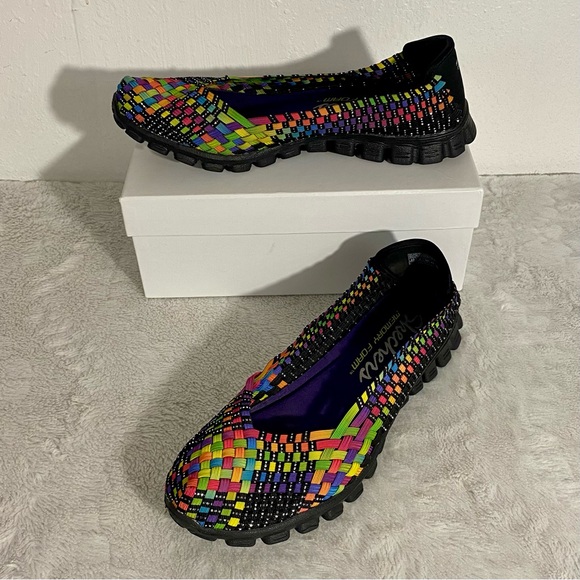 Skechers | Shoes | Skechers Ez Flex Rainbow Lightweight Woven Flats ...